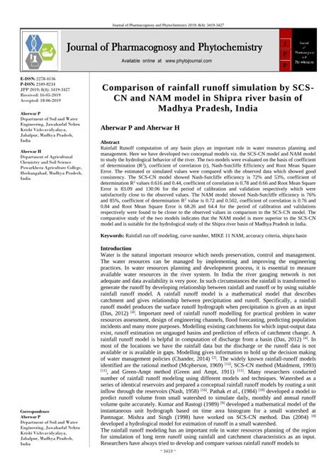 pdf comparison of rainfall runoff simulation by scs cn and nam model