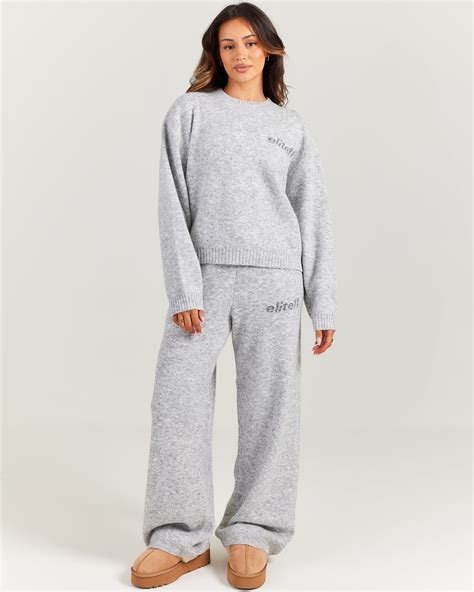 Elite 11 Knitted Wide Leg Pants Grey Marle Elite Eleven