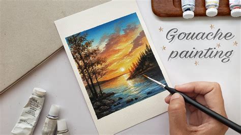 Sunrise 34 Gouache Painting Step By Step Tutorial Easy