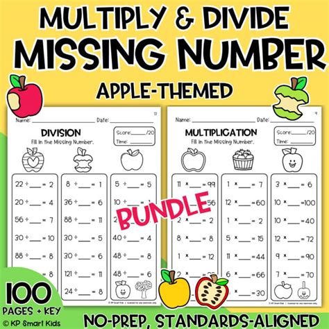 Apple Missing Number Math Bundle Multiplication And Division Facts 112