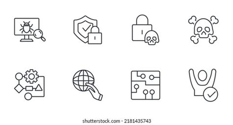 Cyber Security Brech Data Web Icons Stock Vector Royalty Free