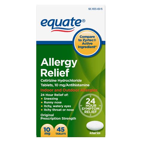 Brandclub Equate 24 Hour Cetirizine Hydrochloride Allergy Relief