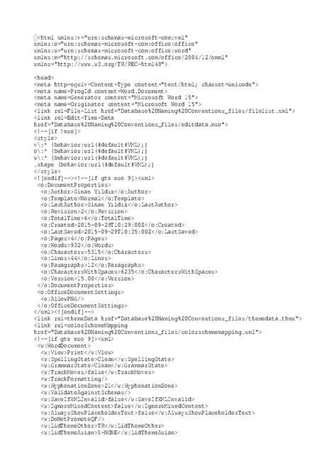 Doc Database Naming Conventions