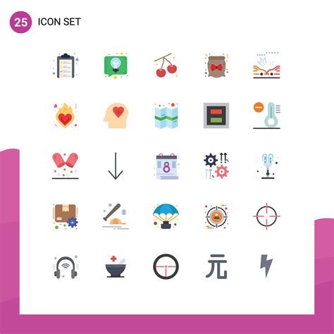 25 Thematic Vector Flat Colors And Editable Symbols Of Crash Gift Cherry Christmas Bag Editable