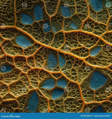 A Microscope View Of Intricate Cellular Structures In A Leaf Revealing