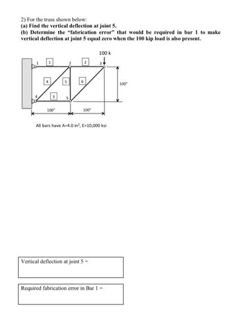 Solved 2 For The Truss Shown Below A Find The Vertical