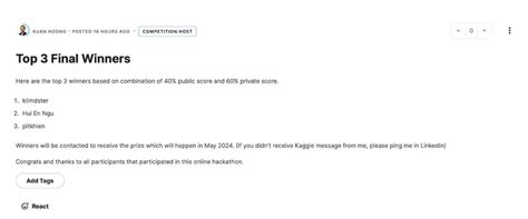 Poo Kuan Hoong Phd On Linkedin Congrats To All Kaggle Ml Olympiad Al And Ml Malaysia Online