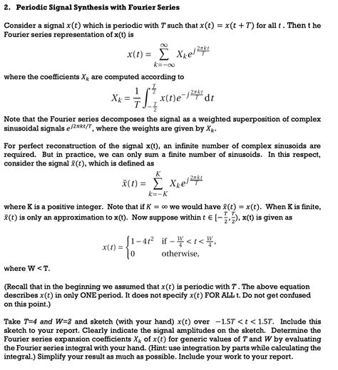 Solved R 2 Periodic Signal Synthesis With Fourier Series