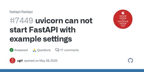 Uvicorn Can Not Start Fastapi With Example Settings · Fastapi Fastapi