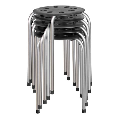Fat Catalog Assorted Primary Color Metal Stack Stool With Padded Seat 17 Seat Height 5 Pack