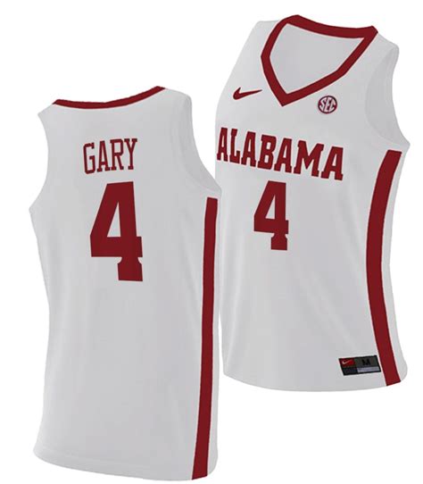 Juwan Gary Jersey 4 Alabama Crimson Tide College Basketball Replica White Top Wow Design