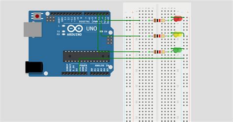 Rangkaian Membuat Lampu Lalu Lintas Menggunakan Arduino