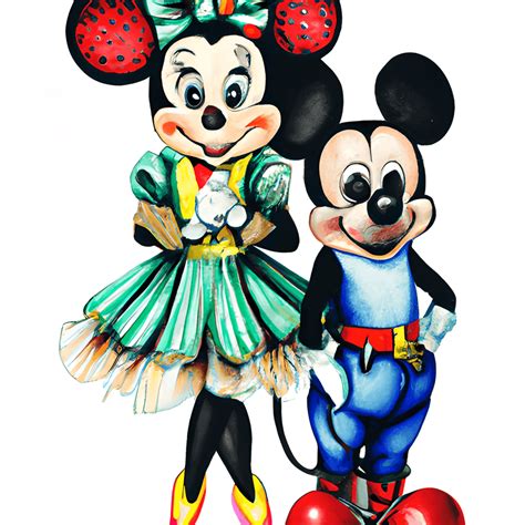 Watercolor Mickey Minnie Mouse Hyper Realistic Graphic · Creative Fabrica