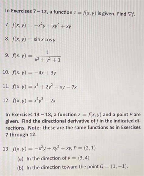 solved in exercises 7 12 a function z f x y is given find