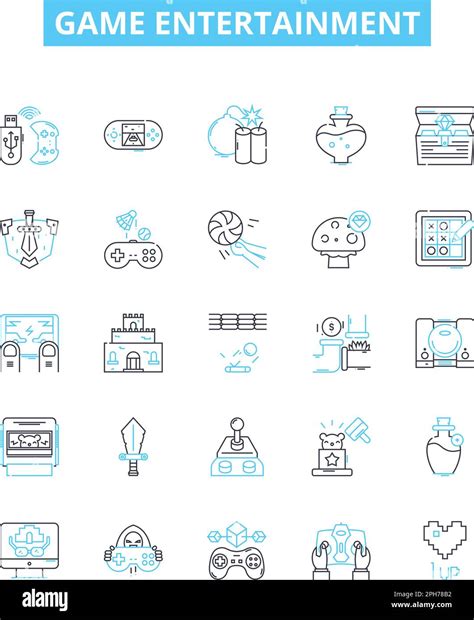 Game Entertainment Vector Line Icons Set Gaming Entertainment Computer Video Console