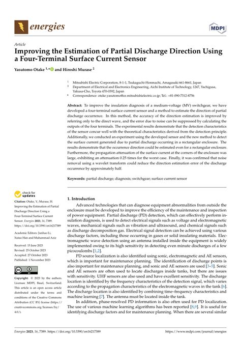 Pdf Improving The Estimation Of Partial Discharge Direction Using A Four Terminal Surface