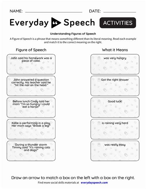 Free Printable Figures Of Speech Worksheets Preschool Coloring