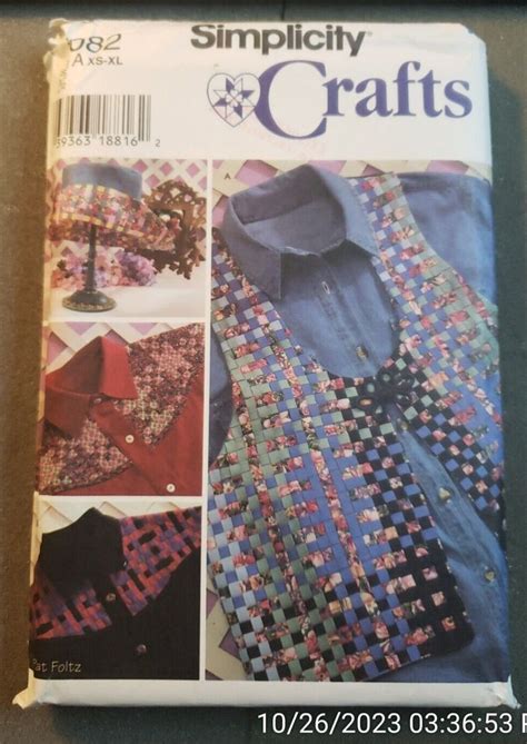 1996 Simplicity Craft Pattern 7082 Misses Vest Shirt Hat Size A Xs
