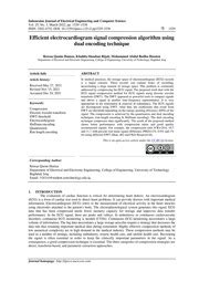 Efficient Electrocardiogram Signal Compression Algorithm Using Dual Encoding Technique Rawaa