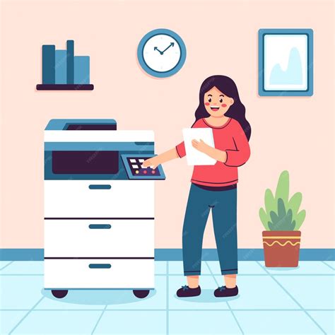 손으로 그린 사무실 프린터 그림 무료 벡터