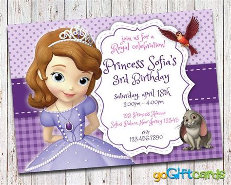 Sofia The First Invitation Princess Sofia Birthday Invitation
