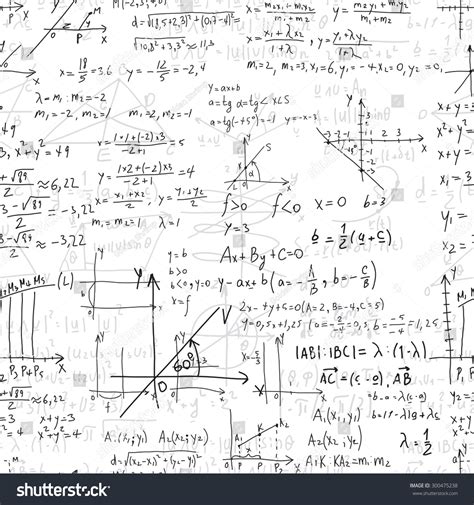 Math Seamless Pattern Handwriting Various Operations Stock Vector