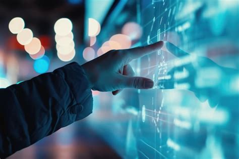 Premium Photo Hand Of Business Touche Screen Digital Display On Data