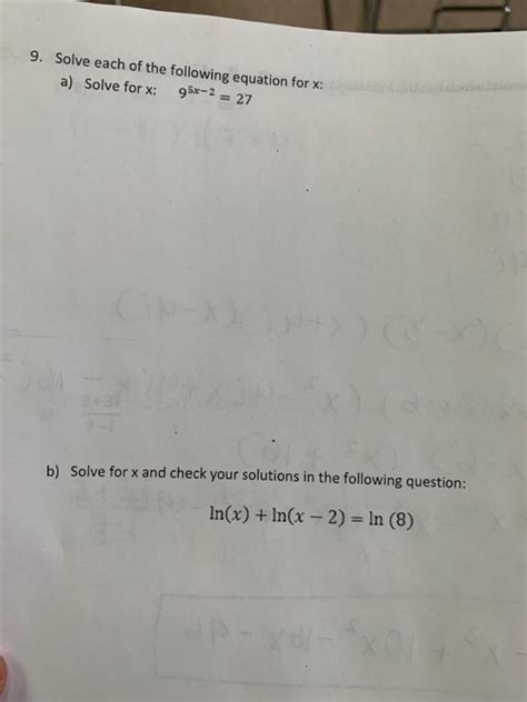 Solved Solve Each Of The Following Equation For A Chegg Com