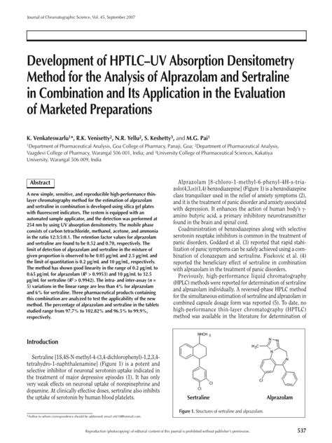Pdf Development Of Hptlc Uv Absorption Densitometry Method For The