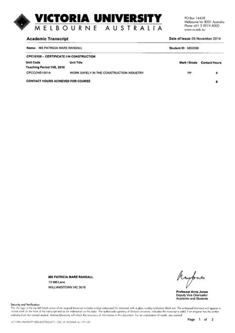 Academic Transcript Pdf