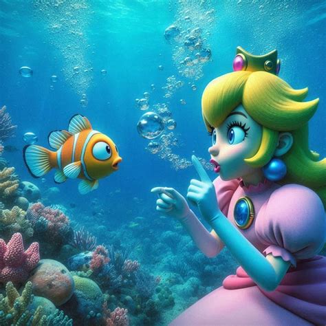 Princess Peach Blowing Bubbles Underwater By Chrisgraduate27 On Deviantart