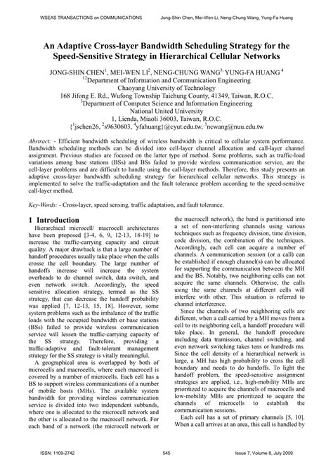 Pdf An Adaptive Cross Layer Bandwidth Scheduling Strategy For The Speed Sensitive Strategy In