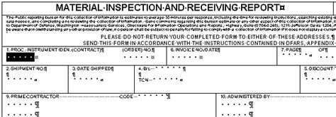 Dd250 Form Defense Material Inspection And Receiving Report Dd250 Form Defense Material Inspection And Receiving Report