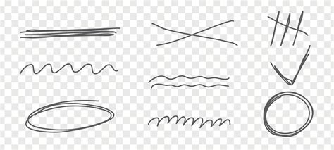 Hand Draw Crosshatch Line Drawning Different Pen Scratch Doodle Isolated Vector