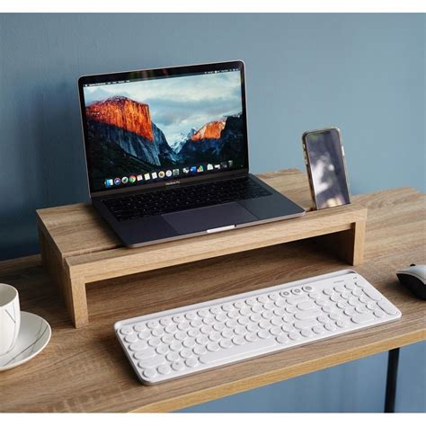 ชั้นวางจอคอมพิวเตอร์ ชั้นวางจอคอม แท่นวางจอคอมพิวเตอร์ กว้าง50ซม สีโซลิดโอ๊ค Shopee Thailand