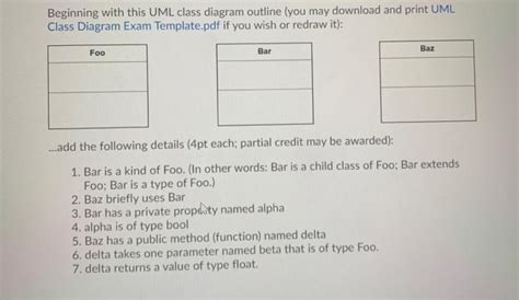Solved Provide A UML Class Diagram For The Following Chegg