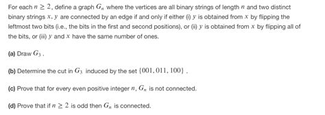 solved for each n 2 define a graph gn where the vertices