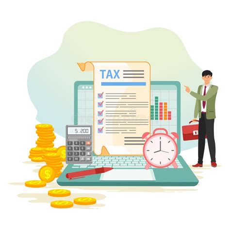Tax Online Payment On Laptop Income Tax Calculation Deadline Concept