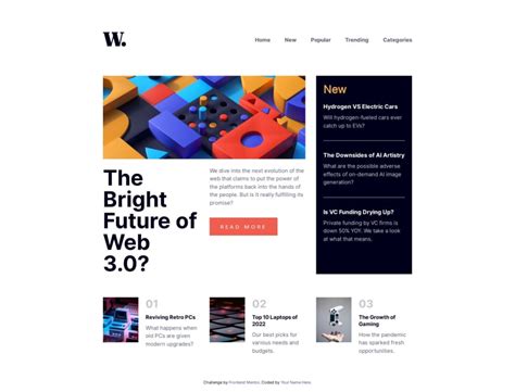 Frontend Mentor News Homepage Html Css Javascript Coding