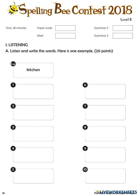 Spelling Bee Li Free Interactive Worksheets 1932782