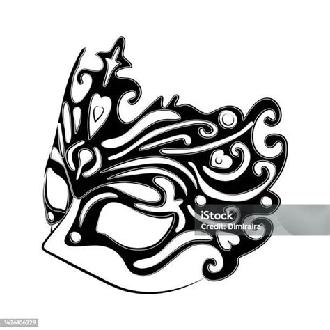 흑백의 빈티지 파티 마스크 라인 아트 스타일의 아름다운 베네치아 카니발 마스크 축제 초대장 배너 인사말 카드 색칠 공부 책을위한