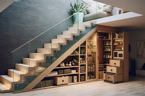 Premium Photo A Storage Concept Maximized Small Spaces Under The Stairs