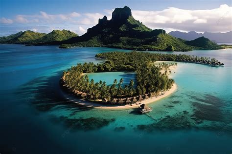 A Resort In Bora Bora Island Background Architecture Cloud Tree