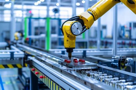 Premium Photo Futuristic Automation Robotic Arm Tasks Optimizing Production