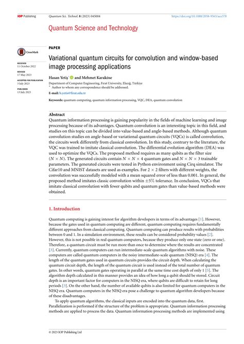 variational quantum circuits for convolution and window based image