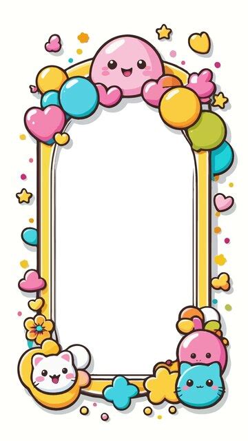 A Colorful Kawaii And Cute Party Celebration Banner Frame Border