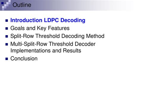 Ppt Multi Split Row Threshold Decoding Implementations For Ldpc Codes Powerpoint Presentation
