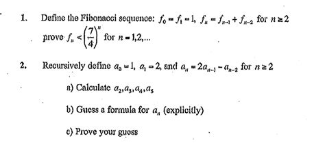 Solved Define The Fibonacci Sequence F Provef Fon Chegg