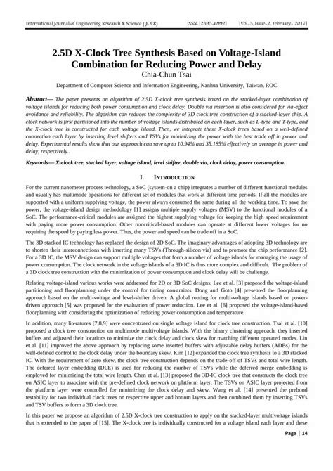Pdf 25d X Clock Tree Synthesis Based On Voltage Island Combination
