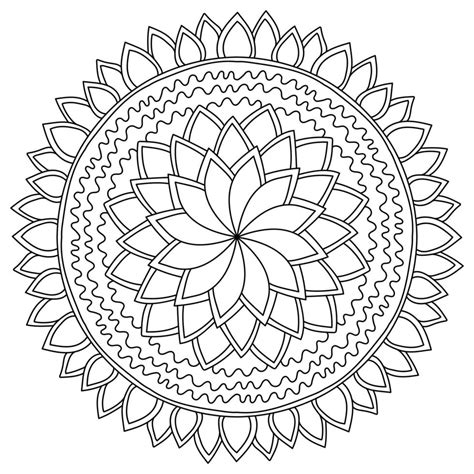 Meditative Mandala In The Shape Of A Symmetrical Flower Coloring Page